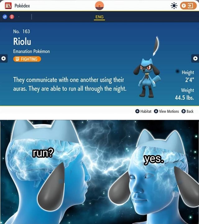 Pokedex ENG No. 163 Riolu Emanation Pokemon They communicate with one ...