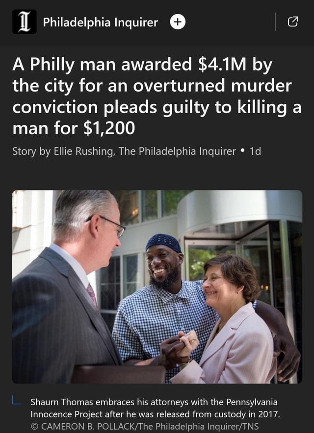 Philadelphia Inquirer G) A Philly man awarded $4.1M by the city for an ...