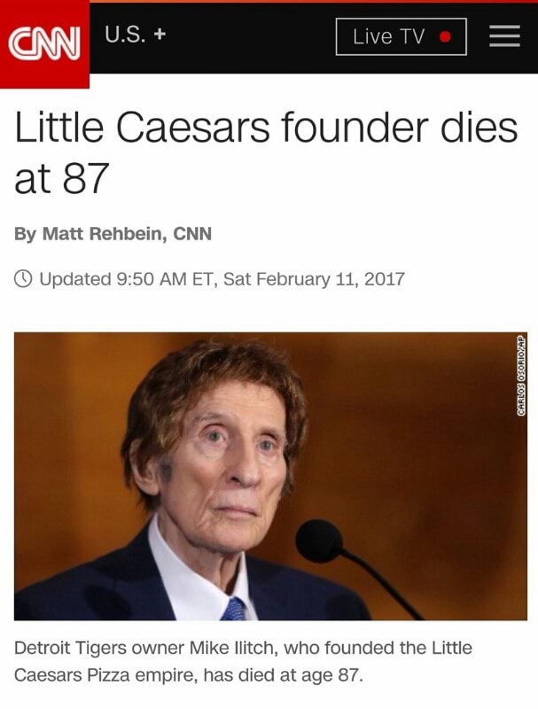 Little Caesars founder dies at 87 © Updated 9 50 AM ET Sat February 11 ...