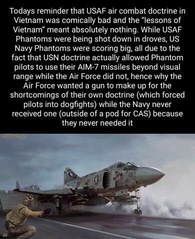Todays reminder that USAF air combat doctrine in Vietnam was comically ...