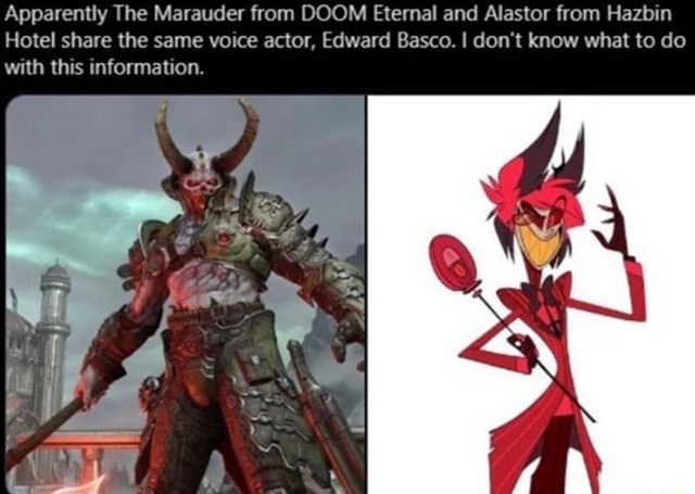 Apparently The Marauder from DOOM Eternal and Alastor from Hazbin Hotel ...