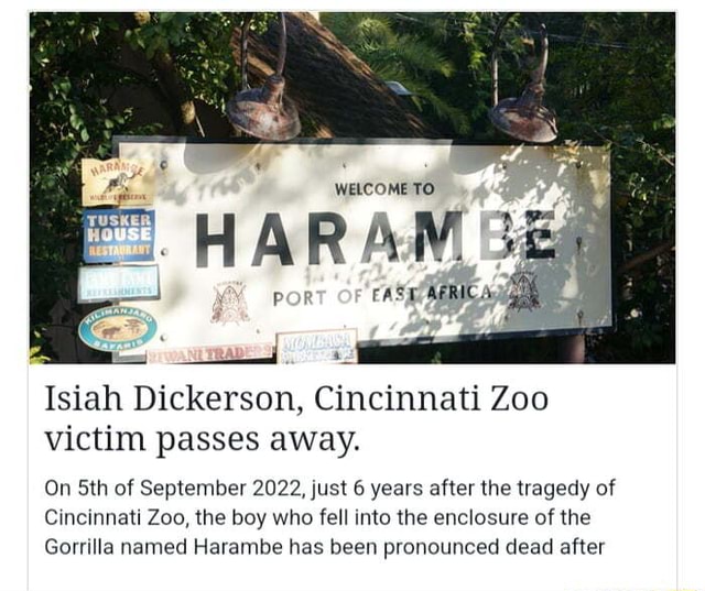 WELCOME TO = PORT OF racy Isiah Dickerson, Cincinnati Zoo victim passes ...
