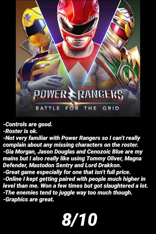 -Roster is ok. -Not very familiar with Power Rangers so I can't really ...