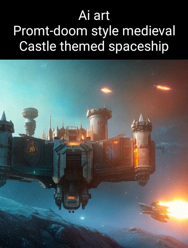 Ai art Promt-doom style medieval Castle themed spaceship I - iFunny
