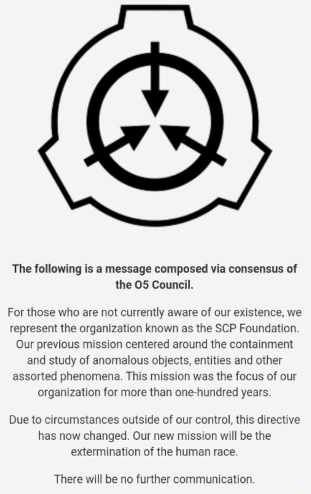 The following is a message composed via consensus of the 05 Council ...