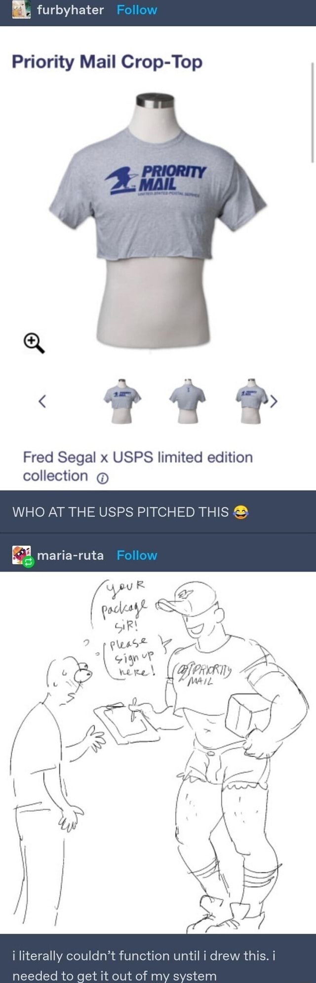 Furbyhater Follow Priority Mail Crop-Top Fred Segal x USPS limited ...