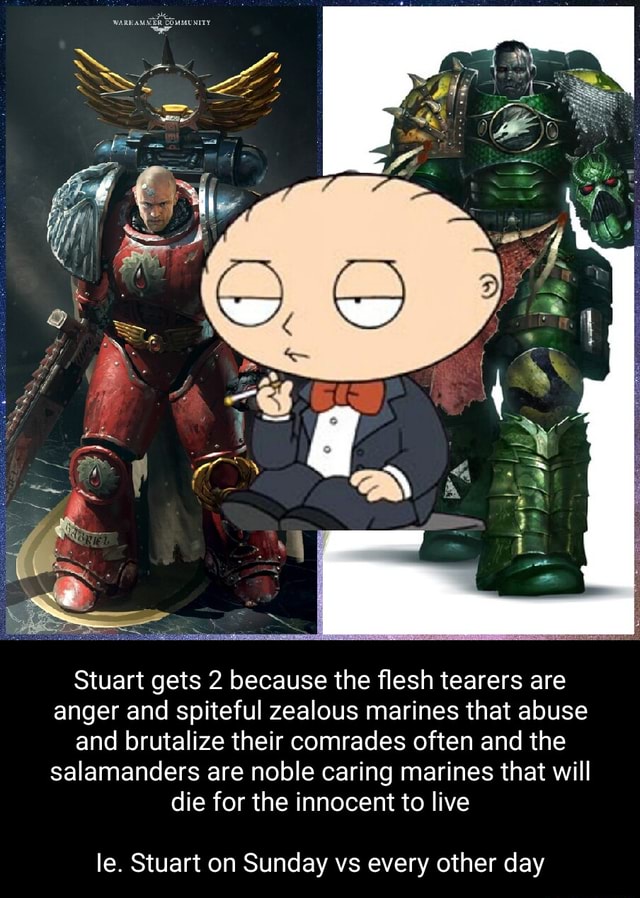 Stuart gets 2 because the flesh tearers are anger and spiteful zealous ...