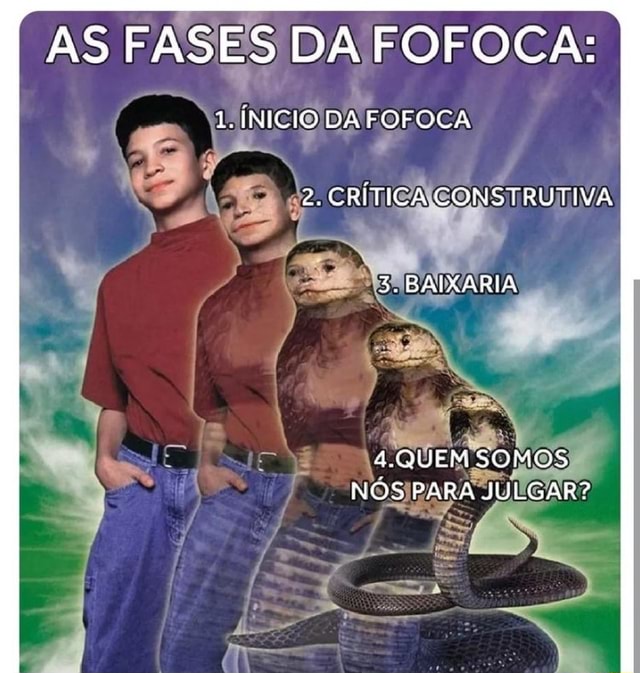 AS FASES DA FOFOCA: L. ÍNICIO DA FOFOCA 2. CRITICA CONSTRUTIVA 3. BAIXARIA 4.QUEM SOMOS NÓS PARA ...