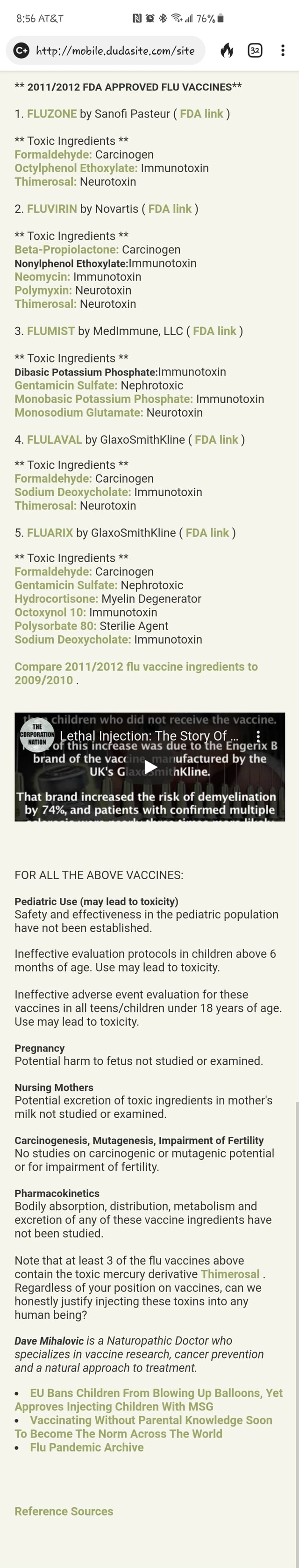 76% FDA APPROVED FLU VACCINES** 1. FLUZONE by Sanofi Pasteur ( FDA link ...