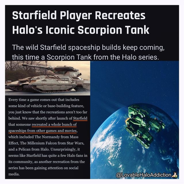Starfield Player Recreates Halo's Iconic Scorpion Tank The wild ...