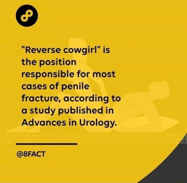 "Reverse cowgirl" is the position responsible for most cases of penile ...