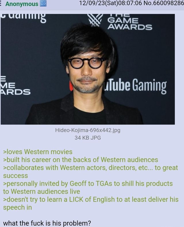 Anonymeus No.660098286 ANARDS ing Hideo-Kojima-696x442.jpg 84 KB JPG sloves Western movies puilt ...