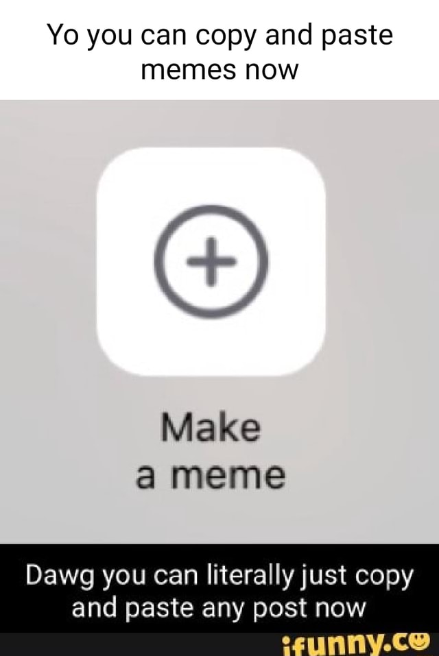 Yo you can copy and paste memes now Make Dawg you can literally just ...