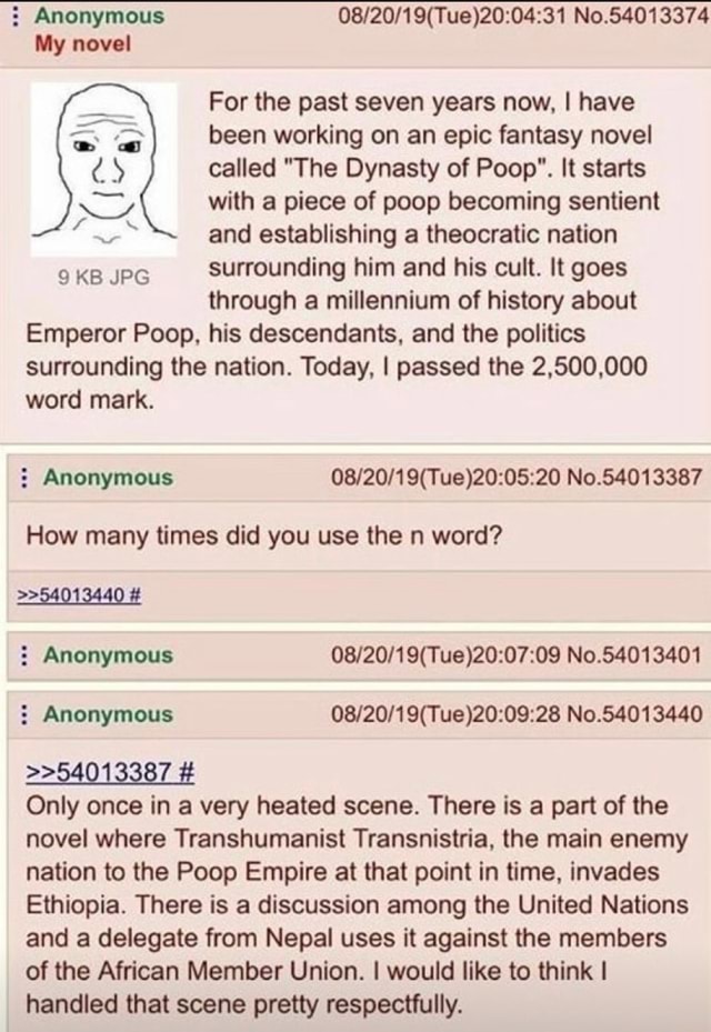 Anonymous No.54013374 My novel For the past seven years now, I have ...