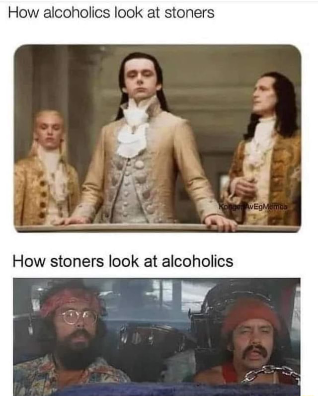 How alcoholics look at stoners Flow stoners look at alecholics - iFunny