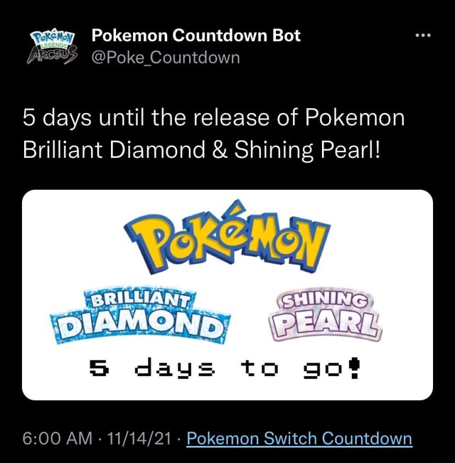 Pokemon Countdown Bot @Poke Countdown 5 days until the release of ...
