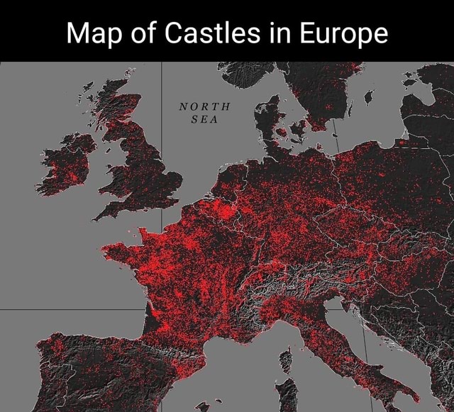 Map of Castles in Europe NORTH SEA - iFunny