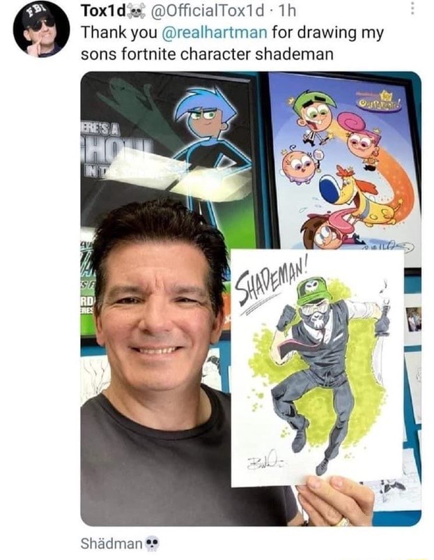 Thank you @realhartman for drawing my @OfficialTox1d sons fortnite ...