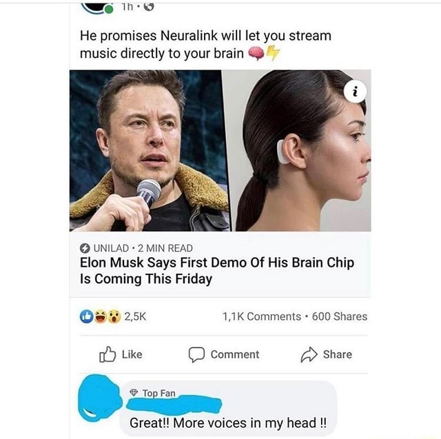 We He promises Neuralink will let you stream music directly to your brain OUNILAD MIN READ Elon ...