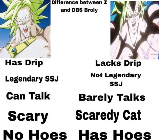 Difference between and DBS Broly Has Drip Lacks Drip Not Legendary ...