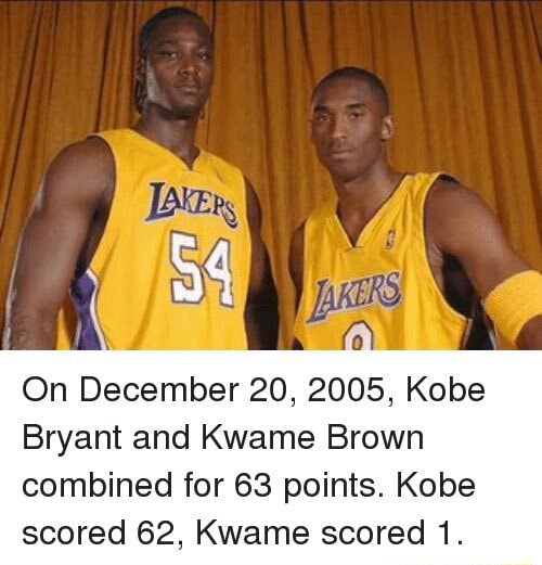 On December 20, 2005, Kobe Bryant and Kwame Brown combined for 63 ...