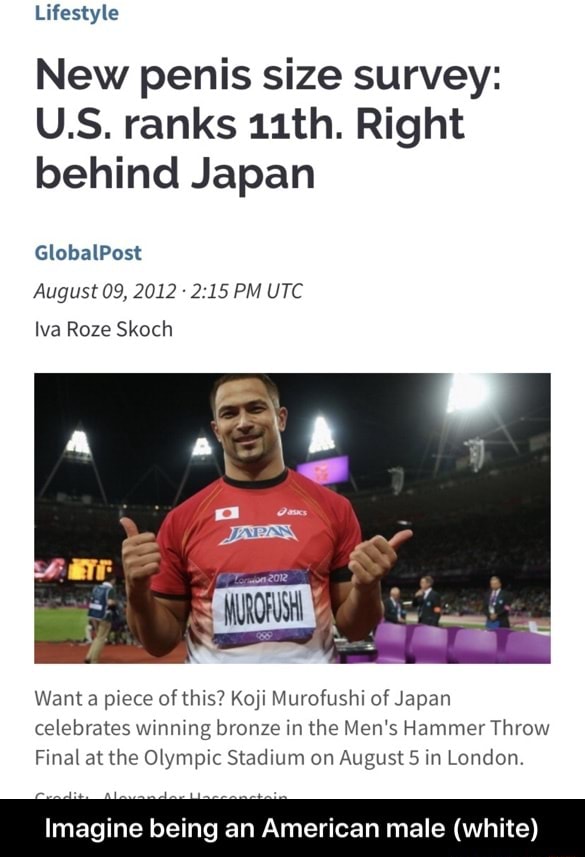 Lifestyle New penis size survey: U.S. ranks 11th. Right behind Japan ...