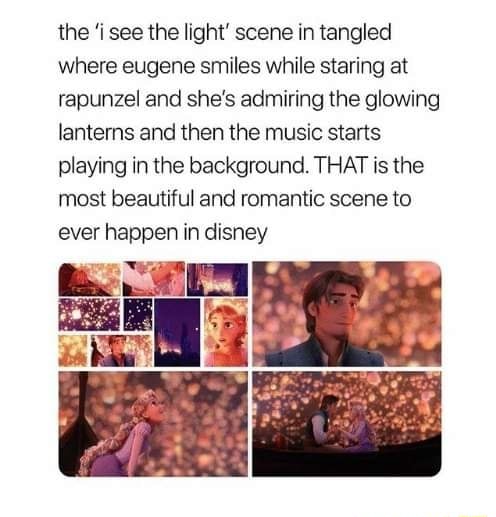 The 'i see the light' scene in tangled where eugene smiles while ...