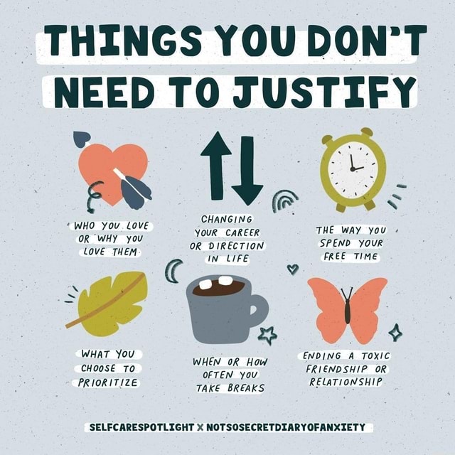 THINGS YOU DON'T NEED TO JUSTIFY . \S OR WH ee e @N CHANGING YOUR ...