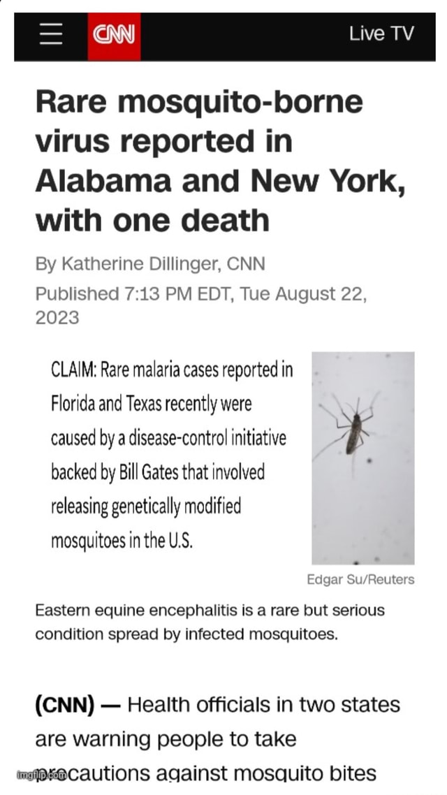 Live TV Rare mosquito-borne virus reported in Alabama and New York ...