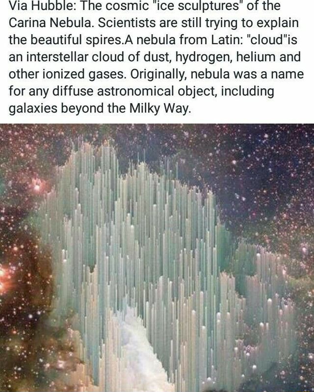 Via Hubble: The cosmic ice sculptures of the Carina Nebula. Scientists ...