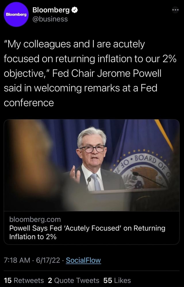 Jerome Powell is working. And I am excited! 6/17 - Fri - Bloomberg ...