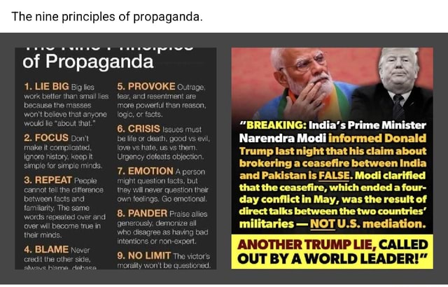 The nine principles of propaganda. of Propaganda 1. LIE BIG tes than 5 ...