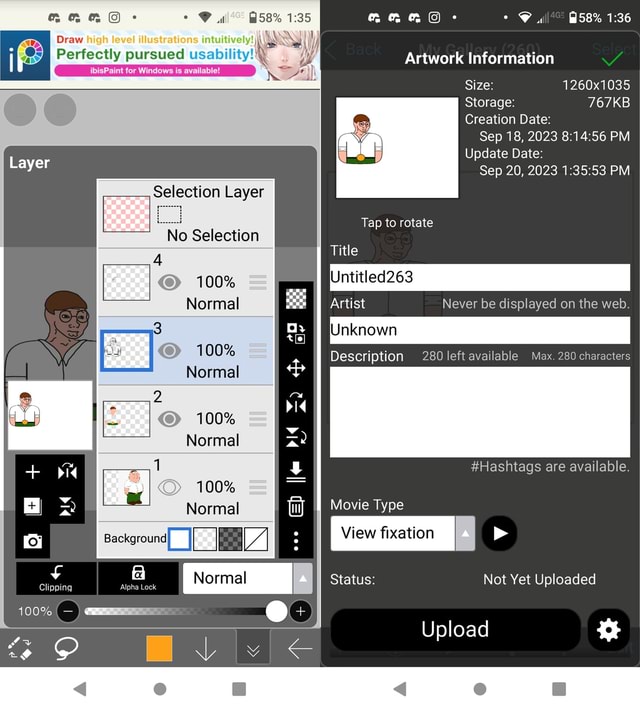 58% Draw Layer al intuitive Perfectly pursued usability Artwork Information ibisPaint for ...