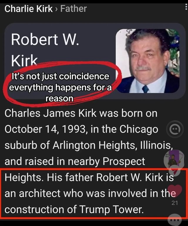 Charlie Kirk Father Robert W. Kirk It's not just coincidence ...