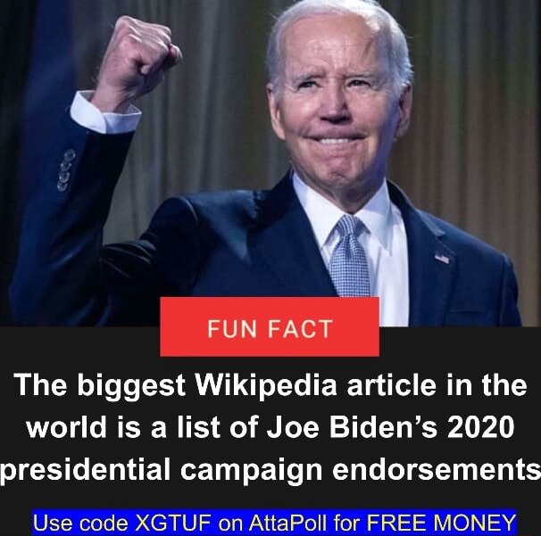 FUN FACT The biggest Wikipedia article in the world is a list of Joe ...