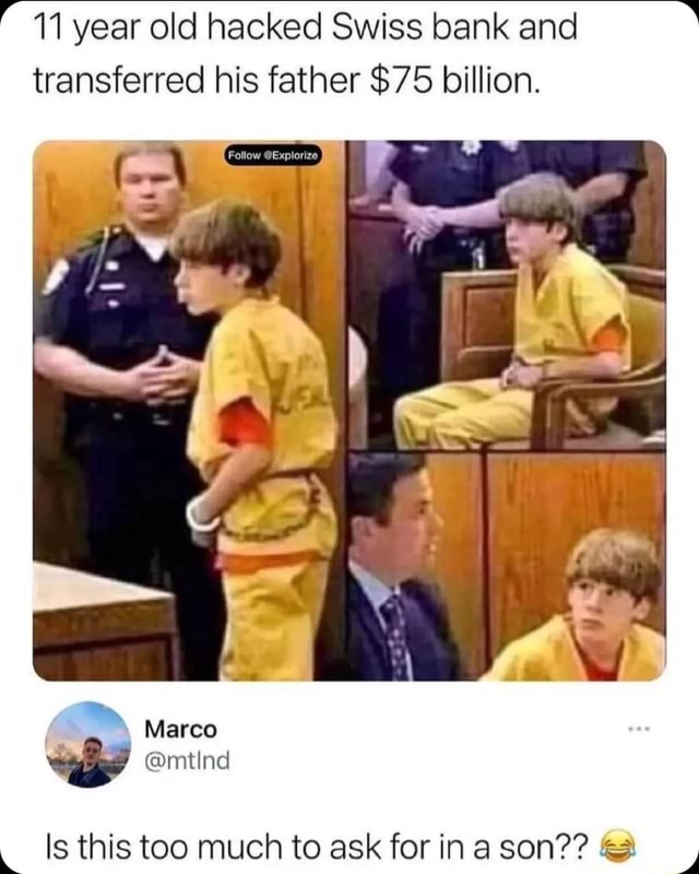11 year old hacked Swiss bank and transferred his father $75 billion ...