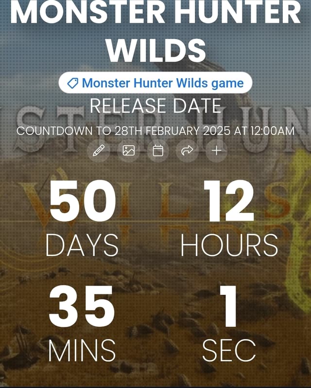 MONSTER HUNTER WILDS Monster Hunter Wilds game RELEASE DATE COUNTDOWN ...