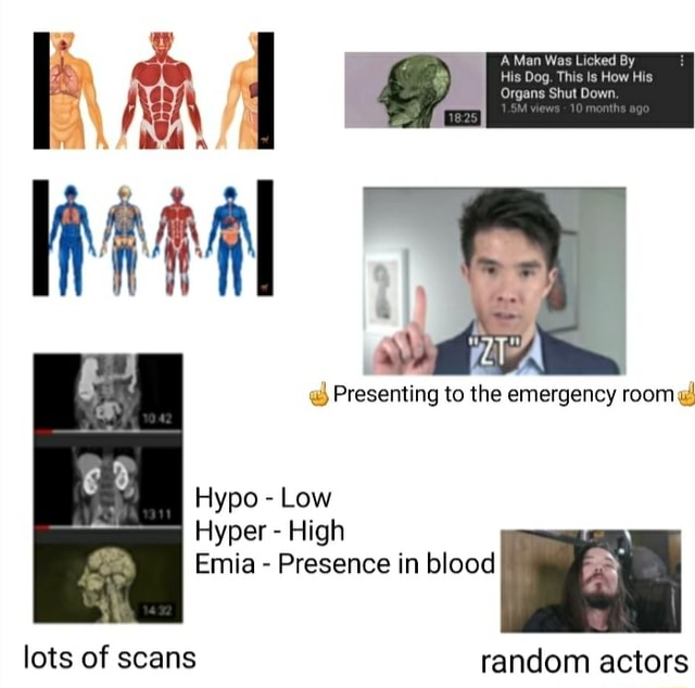 Lots of scans randam actore Presenting to the emergency room Hypo - Low ...