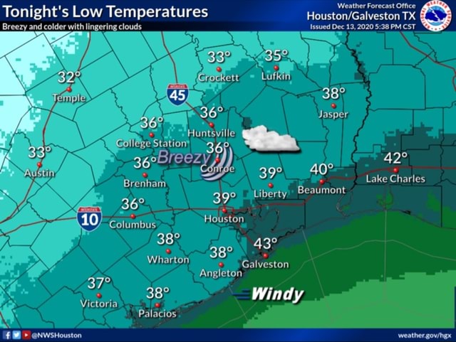 Tonight's Low Temperatures 'Weather TX Lufkin Huntsville Station ...