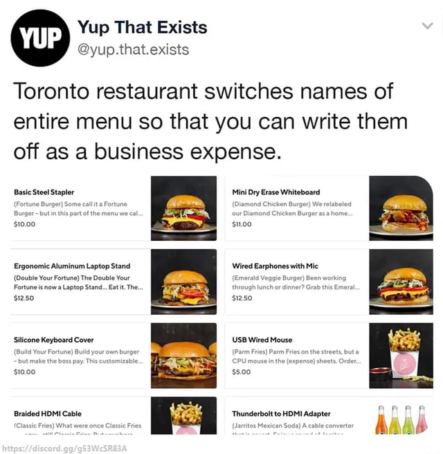Toronto restaurant switches names of entire menu so that you can write ...