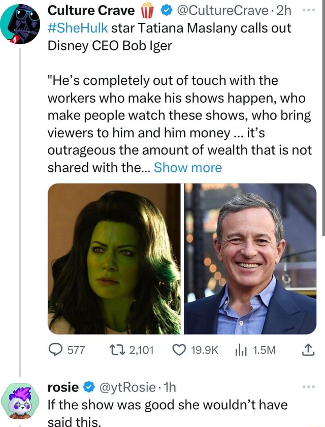 Ts Culture Crave \g @ CultureCrave #SheHulk star Tatiana Maslany calls ...