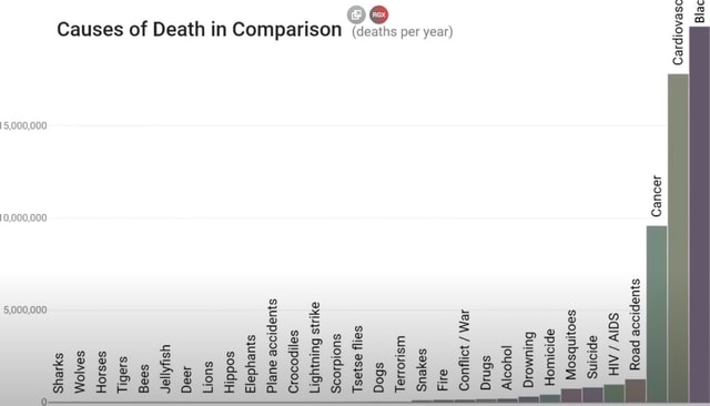 Causes of Death in Comparison per year) 5,000,000 soddiy peoy - iFunny