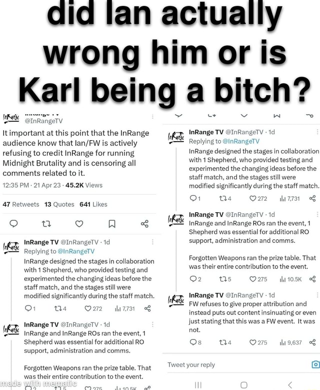 Karl being did lan actually wrong him or is @InRangeTV It important at ...