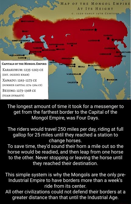 MAP OF THE MONGOL EMPIRE At Its The longest amount of time it took for ...