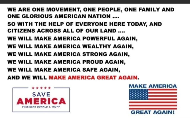 WE ARE ONE MOVEMENT, ONE PEOPLE, ONE FAMILY AND ONE GLORIOUS AMERICAN ...