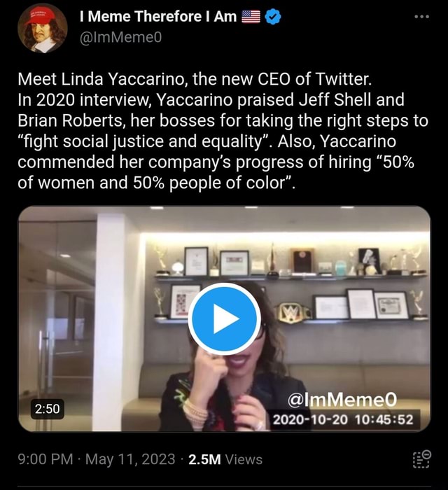 I Meme Therefore I Am = @ Meet Linda Yaccarino, the new CEO of Twitter ...