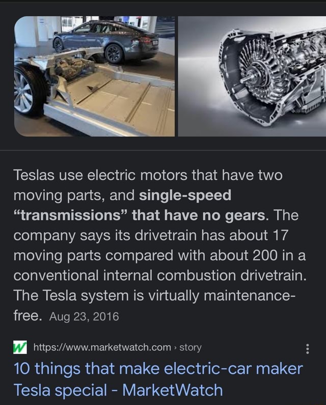 Teslas use electric motors that have two moving parts, and single-speed ...