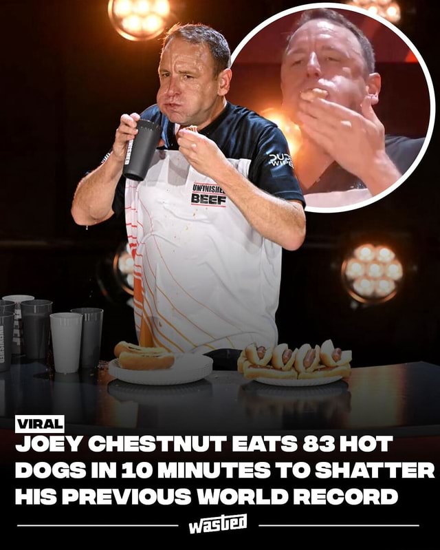 Joey Chestnut beats Takeru Kobayashi AND his own World Record with 83 ...