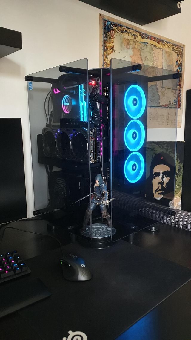 Finished build with customised vertical GPU bracket, some custom work ...