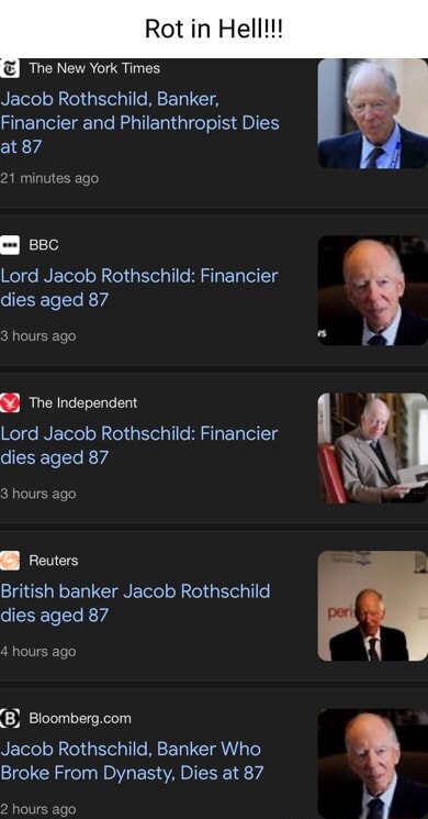The New York Times Rot in Hell!!! Jacob Rothschild, Banker, Financier ...